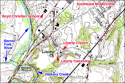 Liberty Cemetery, Warren County Tennessee. TNGenNet Inc.